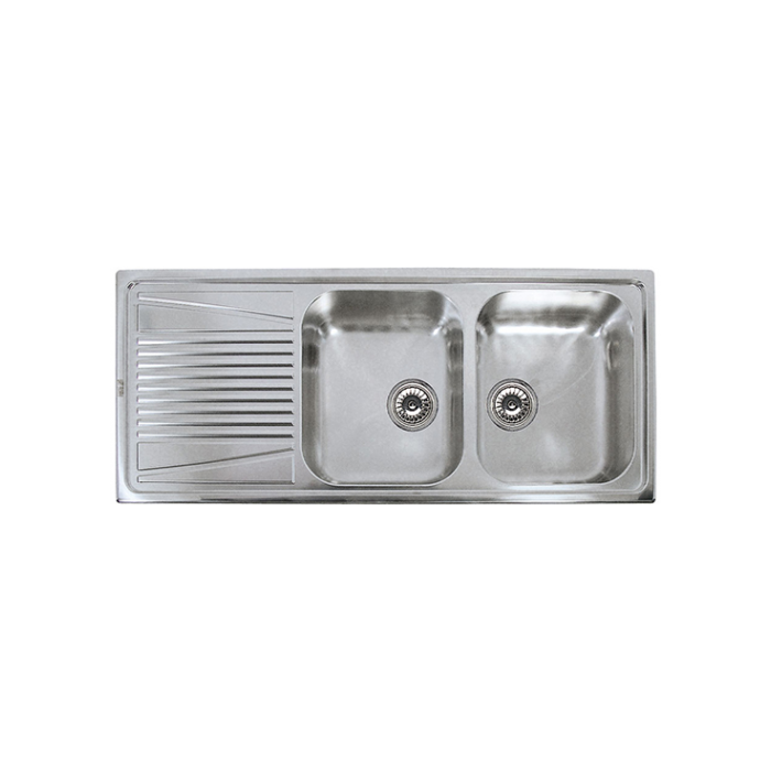 Lavello inox antigraffio 2 vasche sx con gocciolatoio River 500